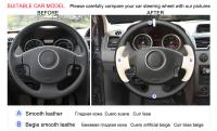 China MEWANT Auto Parts For Renault Megane 2 Scenic 2  Kangoo 2 Nappa Leather Hand-stitched Steering Wheel Cover Nappa Leather for sale