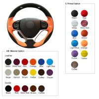 China Orange Black Suede Leather Customized Car Interior Accessories Steering Wheel Cover For Honda Civic 9 2012 2013 2014 2015 for sale