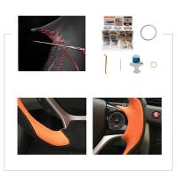 China Orange Black Suede Leather Customized Car Interior Accessories Steering Wheel Cover For Honda Civic 9 2012 2013 2014 2015 for sale