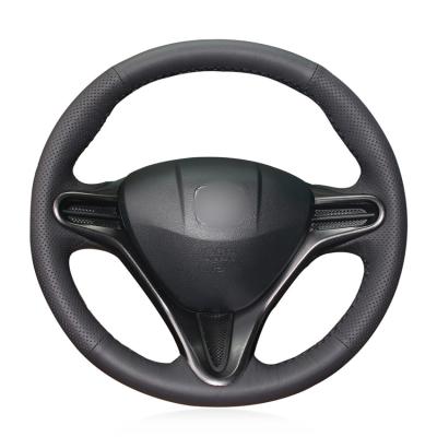 China Hand Sewing Artificial Leather Black DIY Customized Steering Wheel Cover For Honda Civic 8 2006 2007 2008 2009 2010 2011 for sale