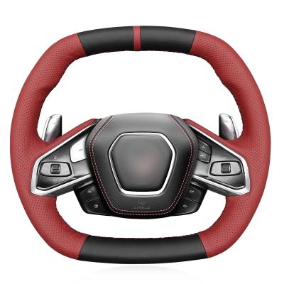 China Customized High Quality Leather Steering Wheel Cover For Chevrolet (Chevy) Corvette C8 2020-2024 for sale