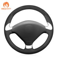 China MEWANT For Peugeot 307 CC Car Accessories Interior Anti-sweat Thin Lace Up Leather Carbon Fiber Steering Wheel Cover for sale