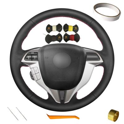 China Hand Sewing PU Leather Black Design Wrap Steering Wheel Cover For Honda Accord 8 Coupe Crosstour 2008 2009 2010 2011 2012 for sale