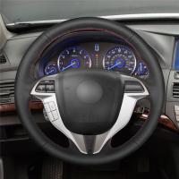 China Hand Sewing PU Leather Black Design Wrap Steering Wheel Cover For Honda Accord 8 Coupe Crosstour 2008 2009 2010 2011 2012 for sale