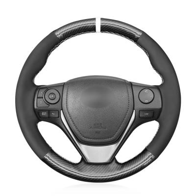 China Hand Sewing Gloss Carbon Suede Steering Wheel Cover for Toyota RAV4 Corolla Auris 2012-2019 Isis Corolla iM Scion iM 2015-2016 for sale