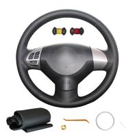 China Sew Genuine Leather Black Steering Wheel Cover For Mitsubishi Lancer X 10 ASX Colt 2007 2008 2009 2010 2011 2012 2013 2014 2015 for sale