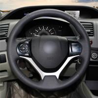 China Hand Sew DIY Car Steering Wheel Cover Wrap for Honda Civic 1998 1999 2000 2001 2002 2003 2004-2019 for sale
