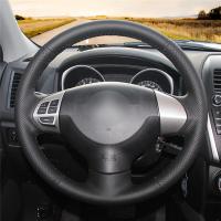 China Sew Genuine Leather Black Steering Wheel Cover For Mitsubishi Lancer X 10 ASX Colt 2007 2008 2009 2010 2011 2012 2013 2014 2015 for sale