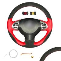 China Suede Leather Black Red Steering Wheel Cover For Mitsubishi Lancer X 10 ASX Colt 2007 2008 2009 2010 2011 2012 2013 2014 2015 for sale