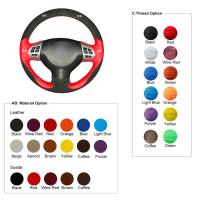 China Suede Leather Black Red Steering Wheel Cover For Mitsubishi Lancer X 10 ASX Colt 2007 2008 2009 2010 2011 2012 2013 2014 2015 for sale