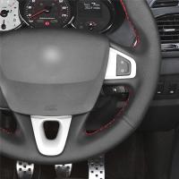 China New Arrival Custom Black Leather Car Accessories Hand Sewing Steering Wheel Cover For Renault Megane 3 (Coupe) RS 2010-2016 for sale