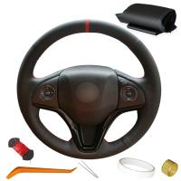 China Fashion Styles Sewing Custom DIY Leather Wrap Steering Wheel Cover for Honda New Fit City Jazz 2014 2015 2016 2017 2018 2019 for sale
