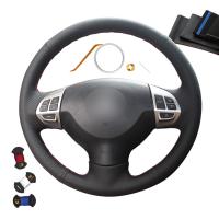 China Black PU Custom Steering Wheel Wrap For Mitsubishi Outlander Pajero Sport 2006 2007 2008 2009 2010 2011 2012 2013 2014 2015 2016 for sale