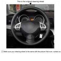China Black PU Custom Steering Wheel Wrap For Mitsubishi Outlander Pajero Sport 2006 2007 2008 2009 2010 2011 2012 2013 2014 2015 2016 for sale
