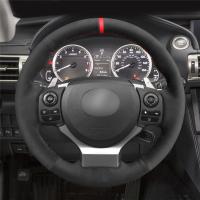 China Custom Hand Sewing Black Suede Steering Wheel Cover for Lexus IS200t 2016 2017 IS250 2014 2015 IS300 IS350 IS F-Sport for sale