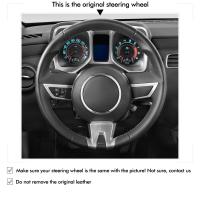 China Interior Accessories Factory Price Hand Stitched Black Carbon Fiber Suede Steering Wheel Cover for Chevrolet Camaro 2010-2013 for sale