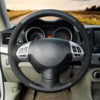 China Custom Suede Black Leather Steering Wheel Cover For Mitsubishi Lancer X 10 ASX Colt 2007 2008 2009 2010 2011 2012 2013 2014 2015 for sale