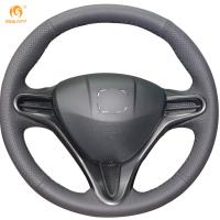 China Custom Car Accessories Custom Made DIY Black Leather Steering Wheel Cover for Honda Civic 2006 2007 2008 2009 2010 2011 for sale