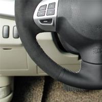 China Custom Suede Black Leather Steering Wheel Cover For Mitsubishi Lancer X 10 ASX Colt 2007 2008 2009 2010 2011 2012 2013 2014 2015 for sale