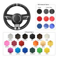 China Interior Accessories Factory Price Hand Stitched Black Carbon Fiber Suede Steering Wheel Cover for Chevrolet Camaro 2010-2013 for sale