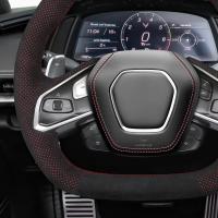 China Car accessories Hand Stitched Soft Black Suede Steering Wheel Cover for Chevrolet Corvette (C8)  2020-2023 for sale
