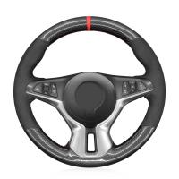 China Modern Style DIY Hand Stitched Carbon Fiber Suede Stripe Steering Wheel Cover for Opel Adam 2012-2020 for sale