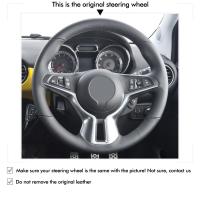 China Modern Style DIY Hand Stitched Carbon Fiber Suede Stripe Steering Wheel Cover for Opel Adam 2012-2020 for sale