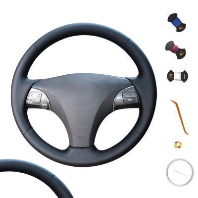 China Design Soft Black Genuine Leather Custom Steering Wheel Cover For Lexus ES240 ES250 ES300 ES350 2007 2008 2009 2010 2011 2012 for sale