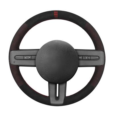 China Customized Hand Sewing Suede Steering Wheel Cover For Ford Mustang for sale