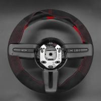 China Customized Hand Sewing Suede Steering Wheel Cover For Ford Mustang for sale