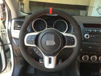 China Accessories Wrap Hand Sewing Black Suede Steering Wheel Cover for Mitsubishi Lancer 10 EVO Evolution for sale