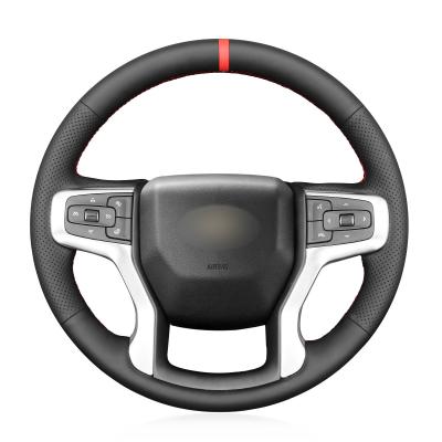 China Hand Sewing DIY Artificial Leather Steering Wheel Cover For Chevrolet Silverado 1500 2500 3500 Blazer Suburban Tahoe 2019-2023 for sale
