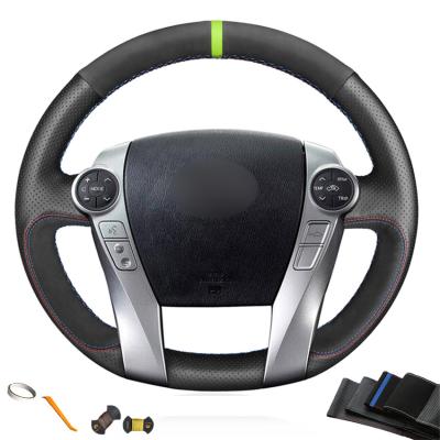 China Custom Hand Stitching Suede Leather Steering Wheel Cover for Toyota Prius 30 C V Aqua 2009 2010 2011 2012 2013 2014 2015 for sale