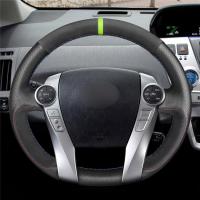 China Custom Hand Stitching Suede Leather Steering Wheel Cover for Toyota Prius 30 C V Aqua 2009 2010 2011 2012 2013 2014 2015 for sale