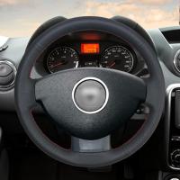 China For Renault Duster Dacia Duster 2011-2015 Custom the Hand Sewing Steering Wheel Cover for sale