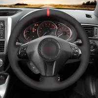 China Custom Hand Sewing Black Suede Steering Wheel Cover for Subaru Impreza WRX STI Levorg 1999 2000 2004 2008 2012 2015 2017 2020 for sale