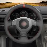 China Custom Hand Sewing Black Suede Steering Wheel Cover for Subaru Impreza WRX STI Levorg 1999 2000 2004 2008 2012 2015 2017 2020 for sale