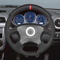 China Custom Hand Sewing Black Suede Steering Wheel Cover for Subaru Impreza WRX STI Levorg 1999 2000 2004 2008 2012 2015 2017 2020 for sale