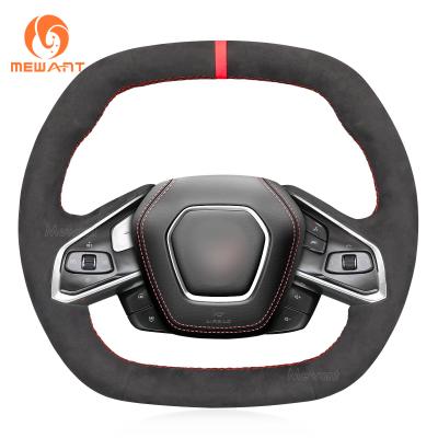 China Hand Stitching Soft Suede Steering Wheel Cover for Chevrolet Corvette C8 2020 2021 2022 2023 for sale