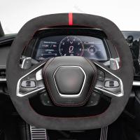 China Hand Stitching Soft Suede Steering Wheel Cover for Chevrolet Corvette C8 2020 2021 2022 2023 for sale