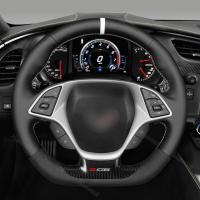 China Hand Stitching Leather Suede Steering Wheel Cover for Chevrolet Corvette C7 2015 2016 2017 2018 2019 2020 for sale