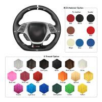 China Hand Stitching Leather Suede Steering Wheel Cover for Chevrolet Corvette C7 2015 2016 2017 2018 2019 2020 for sale