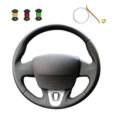 China For Renault Fluence  ZE 2009-2016 Custom Fashion DIY Black Leather Steering Wheel Cover for sale