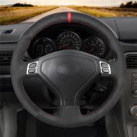 China Suede Soft Black Hand Sewing Custom Design Steering Wheel Cover For Subaru Forester Legacy 2004 2005 2006 Outback 2004 2005 for sale