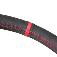 China Suede Soft Black Hand Sewing Custom Design Steering Wheel Cover For Subaru Forester Legacy 2004 2005 2006 Outback 2004 2005 for sale