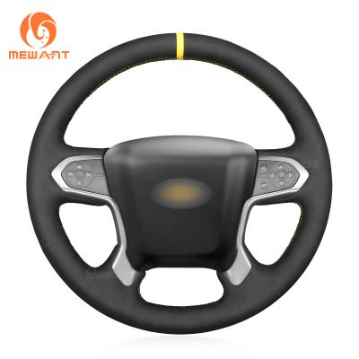 China Hand Stitching Black Suede Steering Wheel Cover for Chevrolet Silverado 1500 LD Suburban Tahoe 2014-2018 for sale