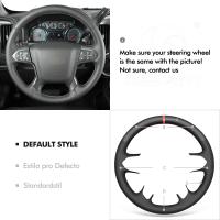 China Hand Stitching Full Black Suede Leather Steering Wheel Cover for Chevrolet Silverado 1500 LD Suburban Tahoe 2014-2018 for sale