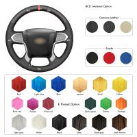 China Hand Stitching Full Black Suede Leather Steering Wheel Cover for Chevrolet Silverado 1500 LD Suburban Tahoe 2014-2018 for sale