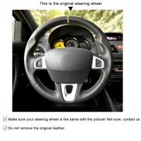 China Hand Stitching Sport Artificial Leather Steering Wheel Cover for Renault Megane 3 Coupe RS 2010 2011 2012 2013 2014 2015 2016 for sale