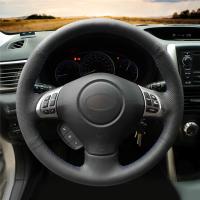 China Leather Hand Stitched DIY Steering Wheel Wrap for Subaru Legacy Impreza WRX STI  2005-2007 2008-2014 2015-2019 for sale